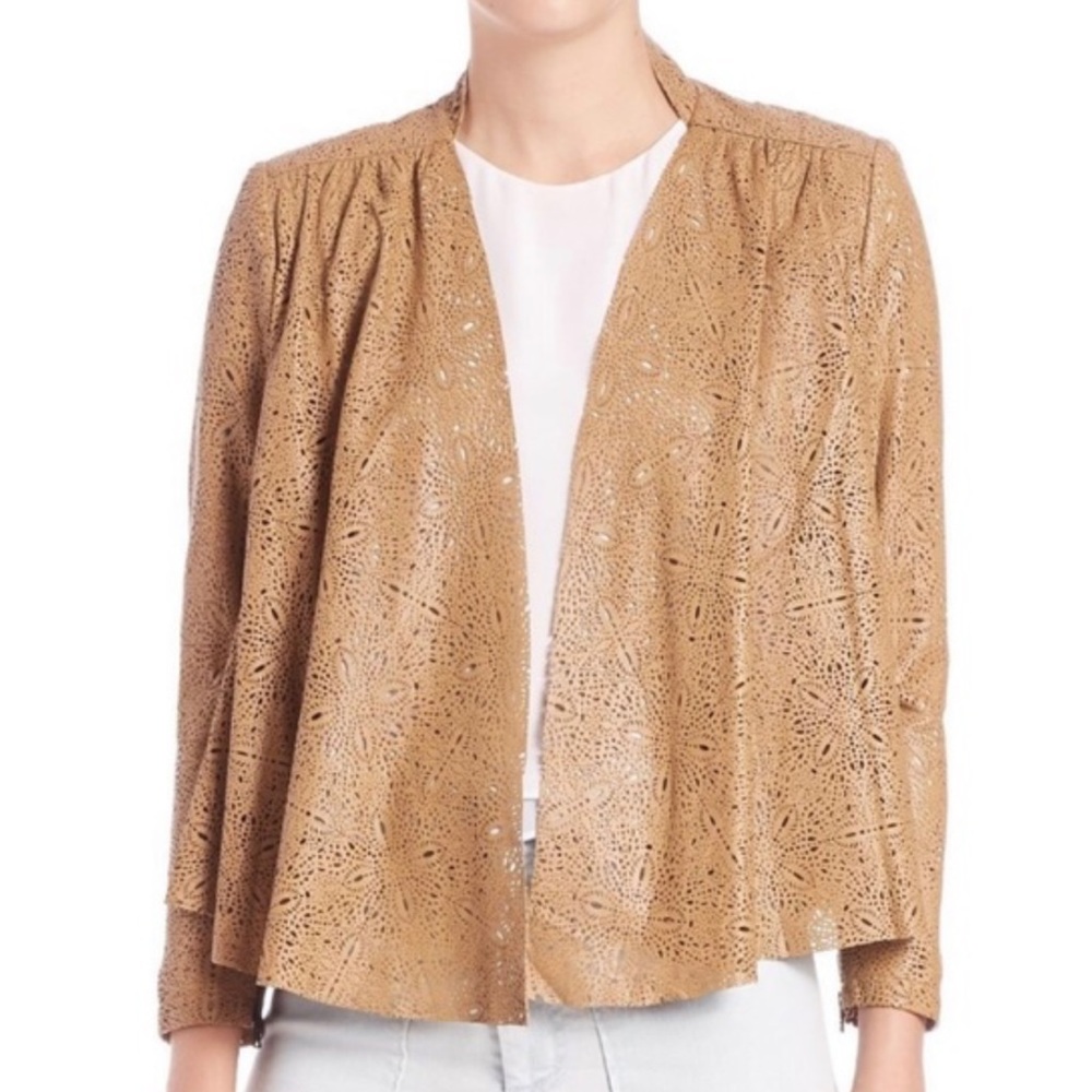 Alice + Olivia Vanna Neutral Tan Laser Cut Swing Leat… - Gem